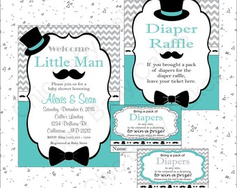Little Man Theme Diaper Raffle Tickets printable DIY - Etsy