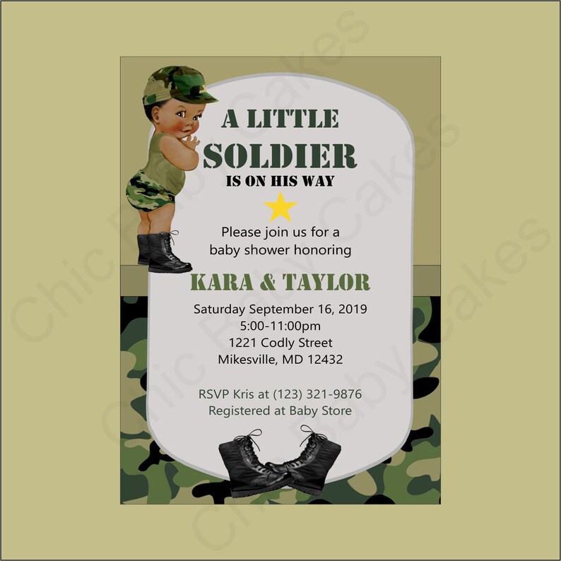 Green Camo Little Soldier Invitation Diaper Raffle Raffle | Etsy