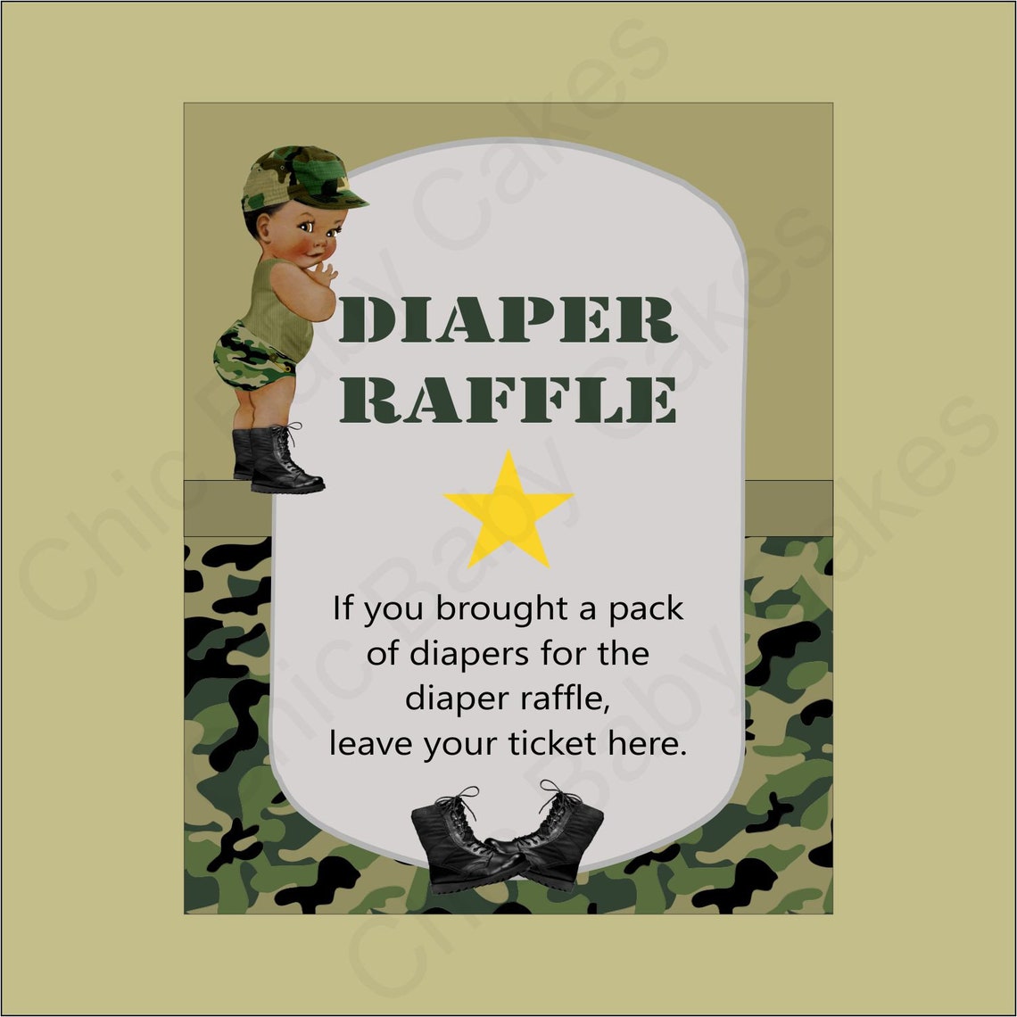 Green Camo Little Soldier Invitation Diaper Raffle Raffle - Etsy