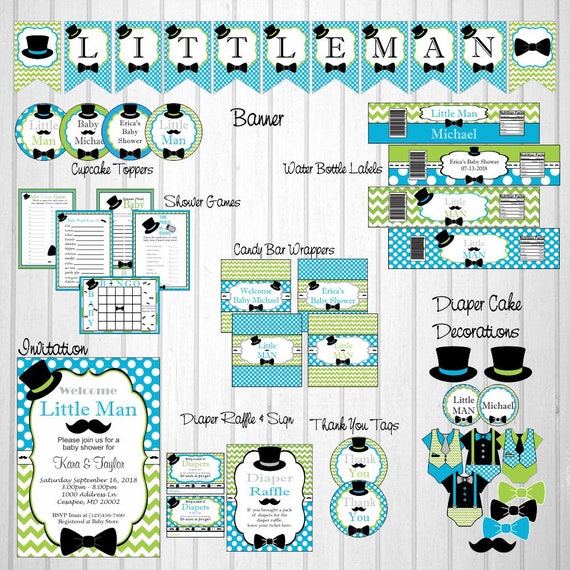 Printable Little Man Baby Shower Decorations Pack Little Man | Etsy