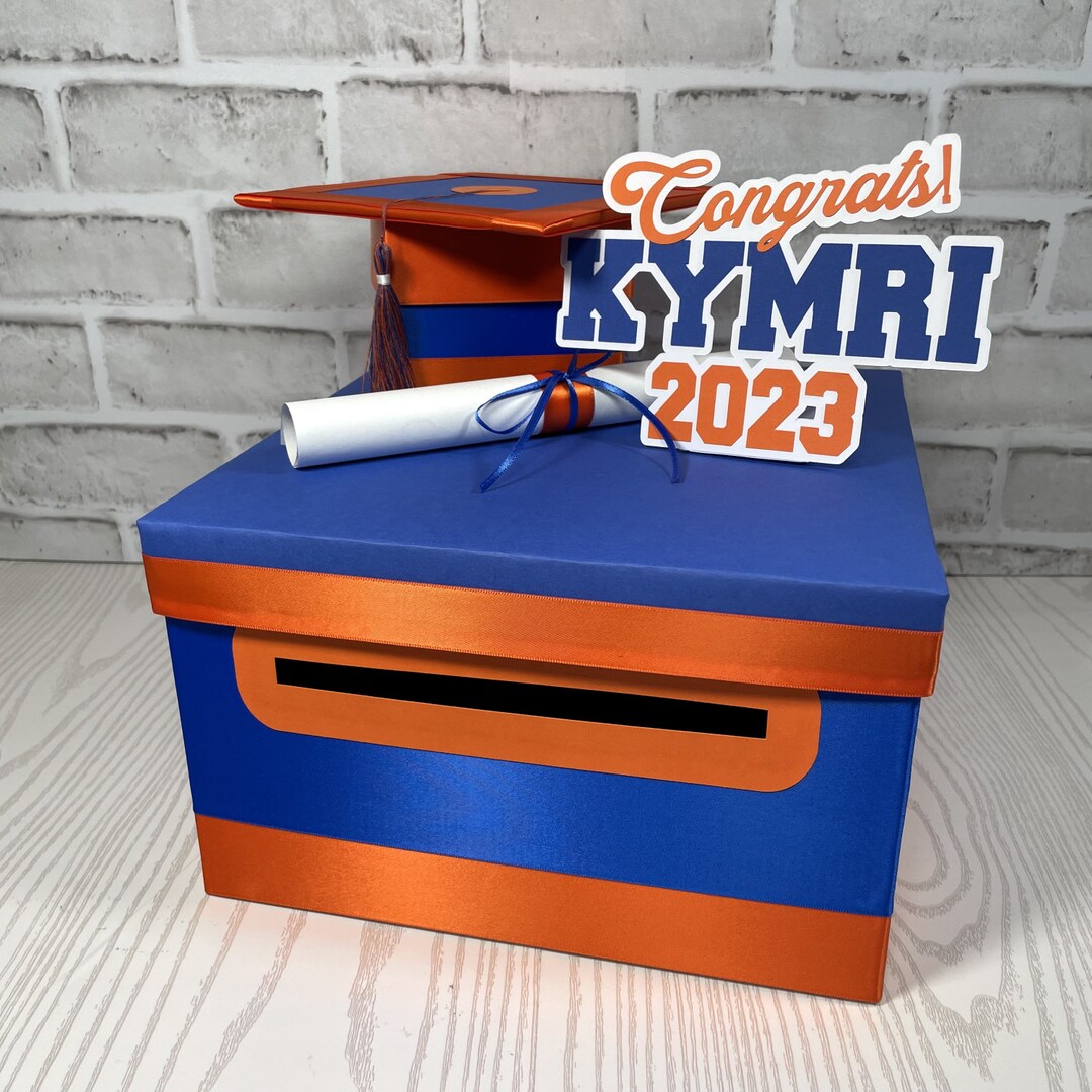 Graduation Party Card Box With Any Year, 10x10 Royal Blue Base - Etsy