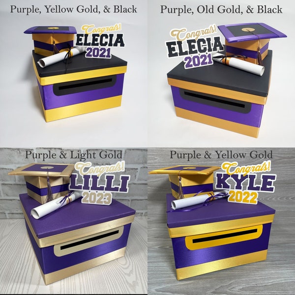 Purple and Gold Graduation Card Box - Etsy