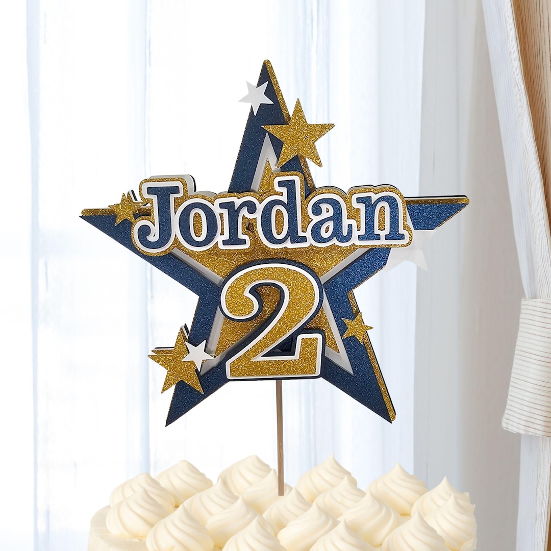 Star Themed Birthday 3D Cake Topper - Etsy