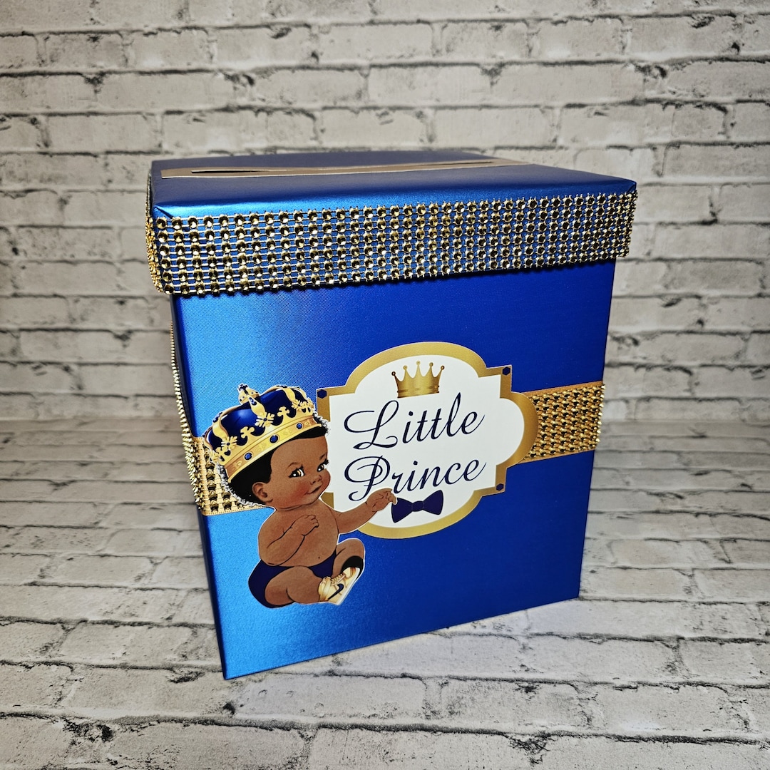 Royal Blue & Gold Little Prince Card Box for a Boy Baby Shower - Etsy