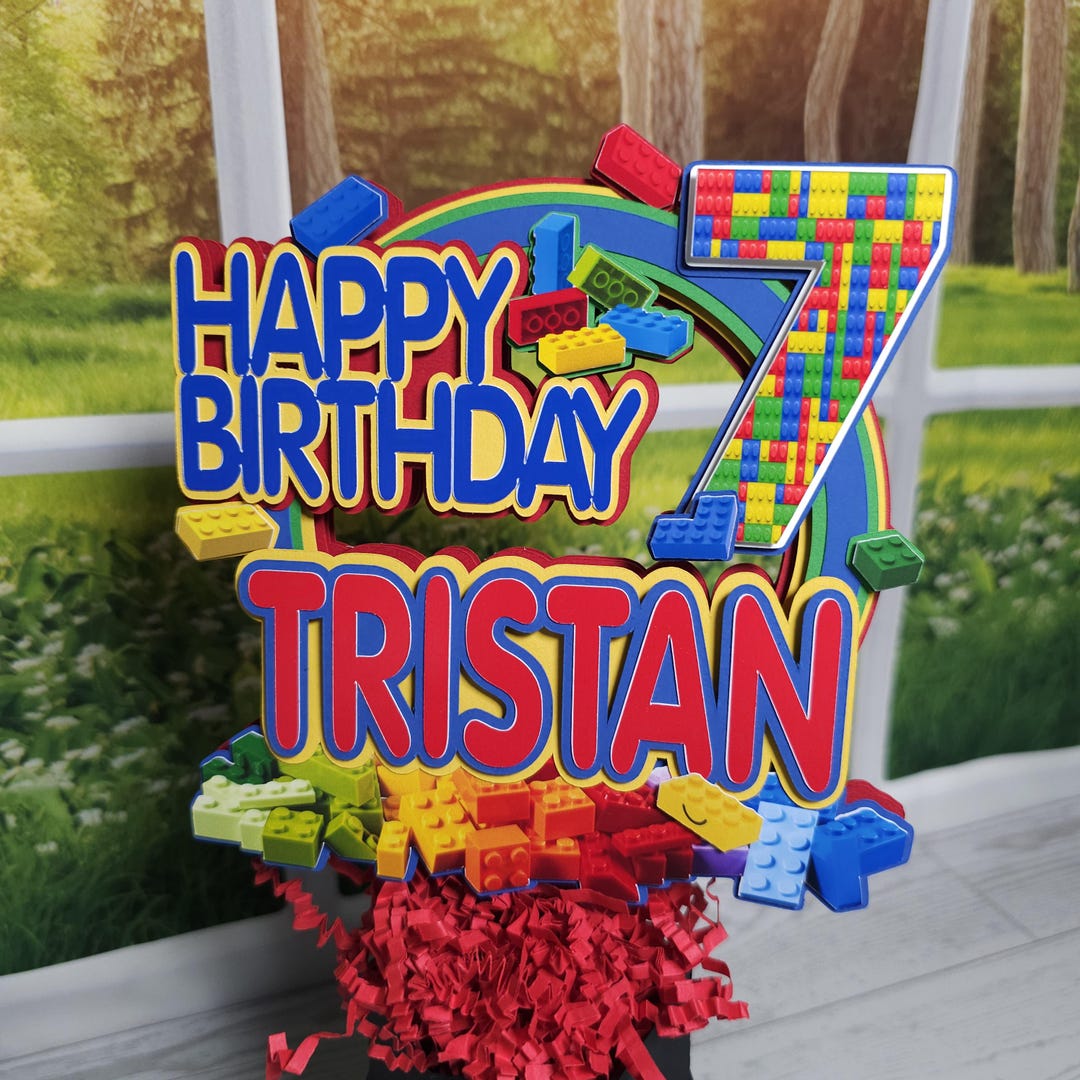 Toy Building Blocks Birthday 3D Cake Topper for Boy - Etsy