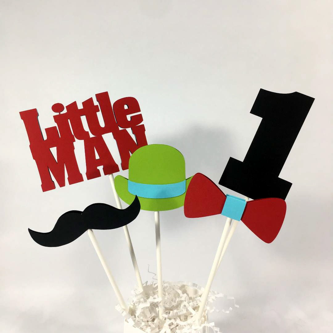 Little Man Birthday Centerpiece Sticks, Little Man 1st Birthday ...