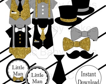 Printable Little Man Diaper Cake Topper Decoration Set Little | Etsy