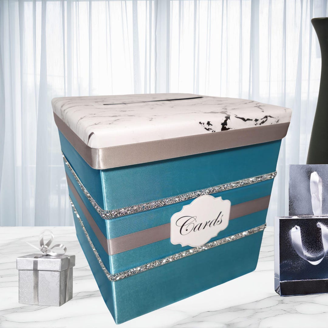 Blue and Silver Birthday Card Box - Etsy