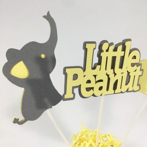 Yellow & Gray Little Peanut Centerpiece Sticks, Elephant Cake Toppers ...