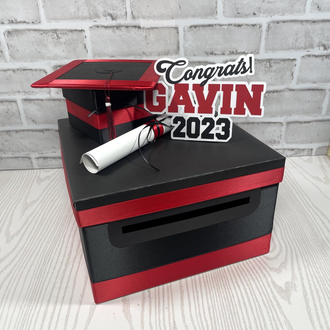 Graduation Party Card Box for Any Year, 10x10 Black Base, Choose Your ...