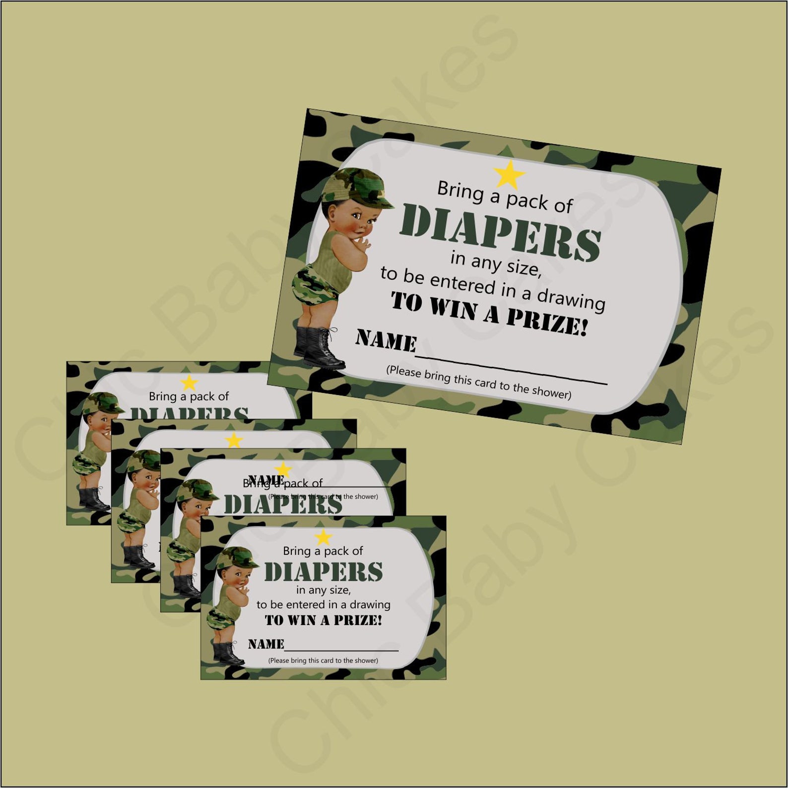 Green Camo Little Soldier Invitation Diaper Raffle Raffle - Etsy