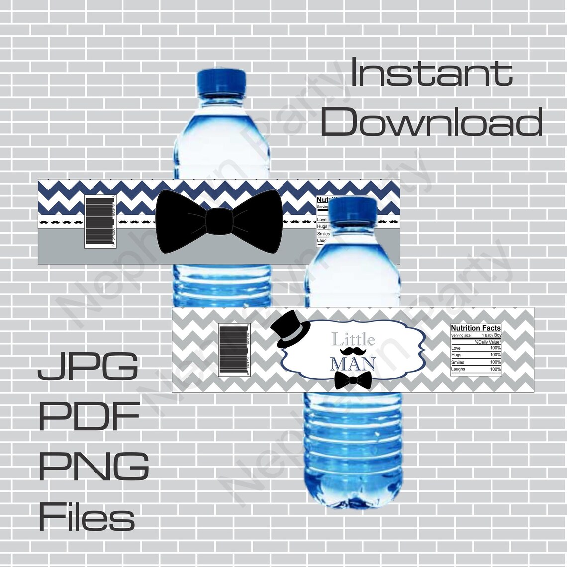 Instant Download Printable Little Man Water Bottle Labels | Etsy