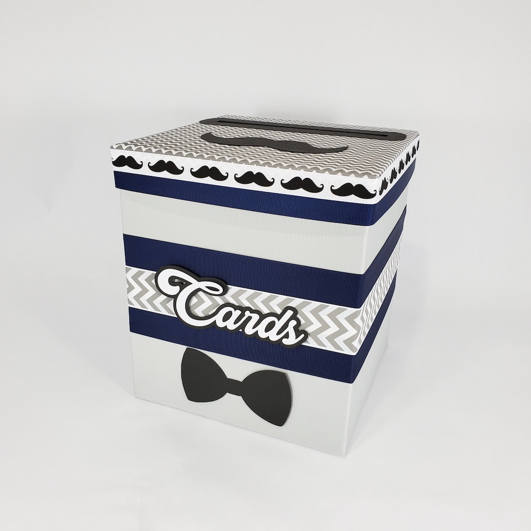 Navy, Gray, and Black Little Man Card Box for a Boy Baby Shower - Etsy
