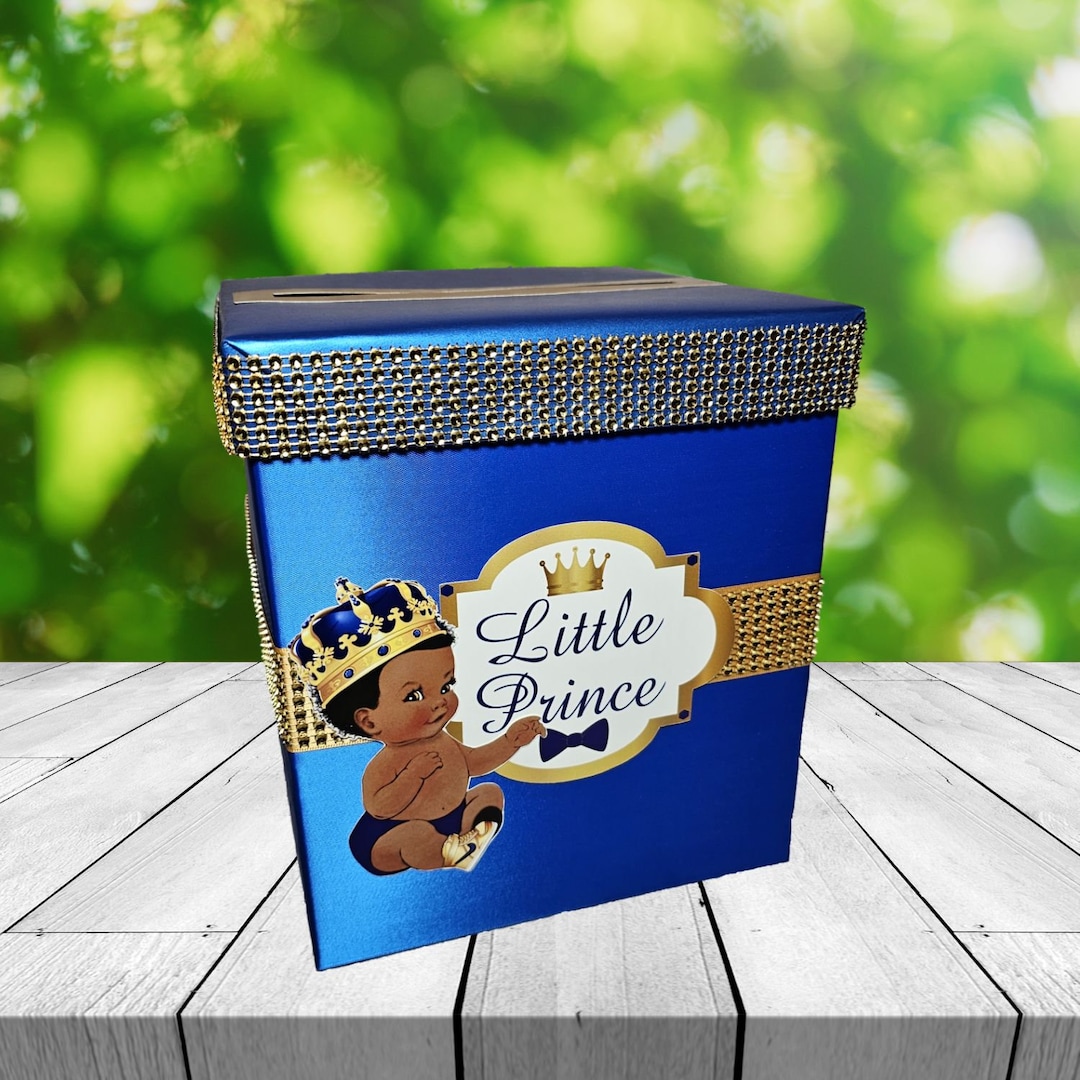 Royal Blue & Gold Little Prince Card Box for a Boy Baby Shower - Etsy