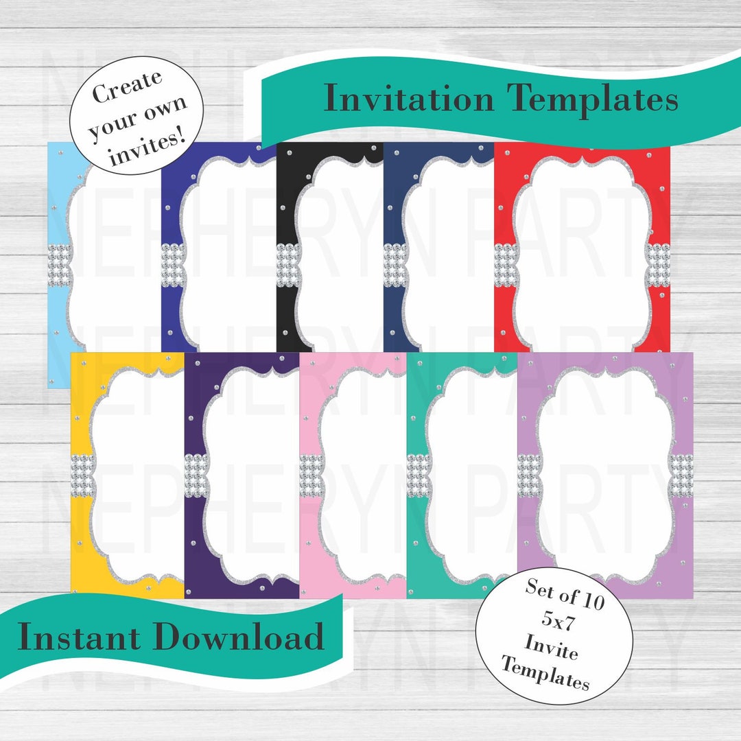 Digital & Printable Blank DIY Invitation Templates, Royal Bling, 10 ...
