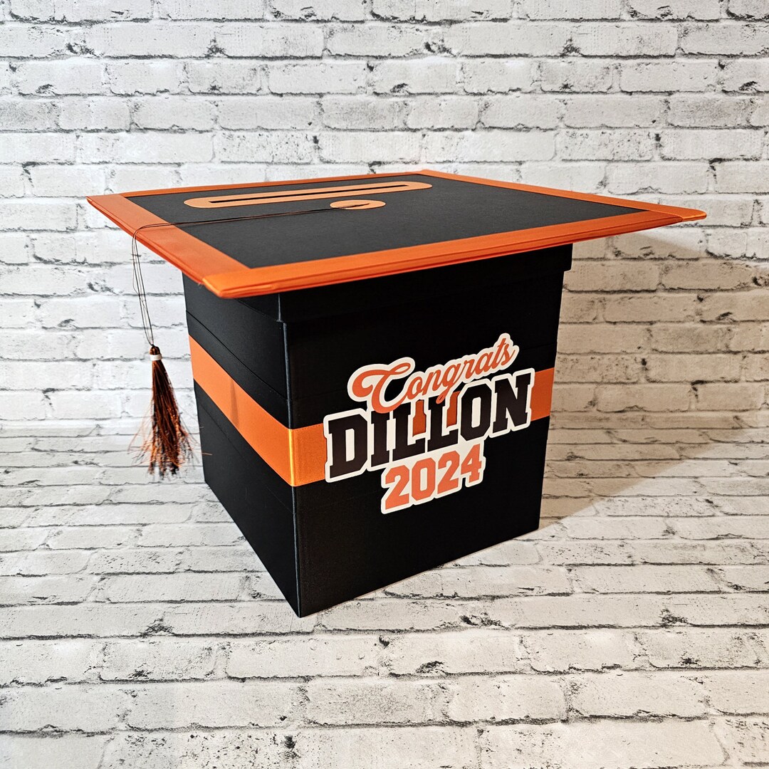 Graduation Party Card Box for Any Year, 8x8 Black Base, Style 4 - Etsy