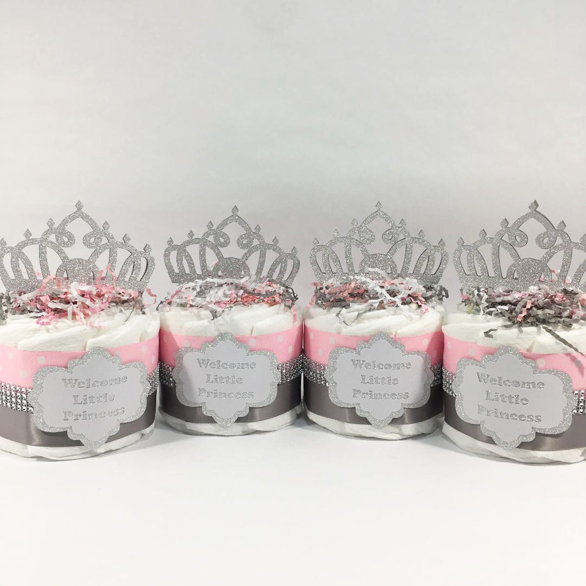 Pink and Silver Welcome Little Princess Mini Diaper Cake - Etsy