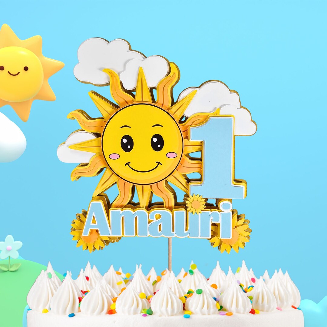 Little Sunshine Sun, Clouds, and Sunflowers Birthday 3D Cake Topper - Etsy