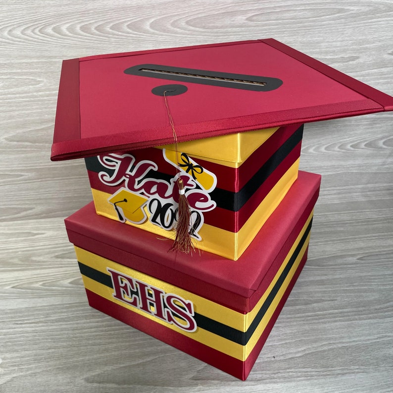 Personalized Graduation Party Card Box, 2-tier Choose Your School ...