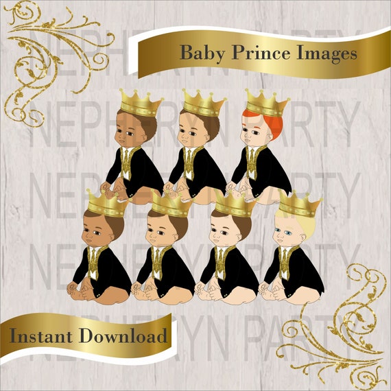 Printable Digital Baby Prince Clipart Black & Gold Tux - Etsy