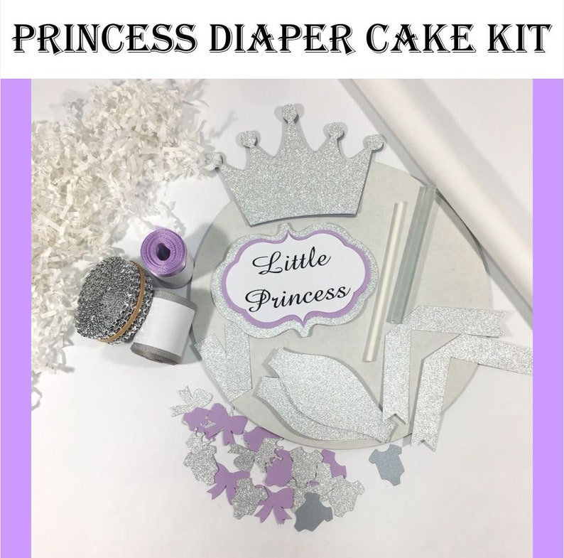 Lavender & Silver Little Princess Diaper Cake Kit DIY - Etsy