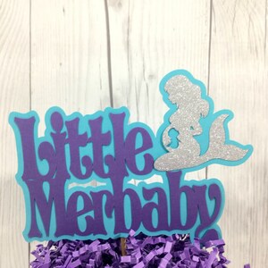Little Merbaby, Mermaid Cake Topper for a Girl Baby Shower, Lavender ...