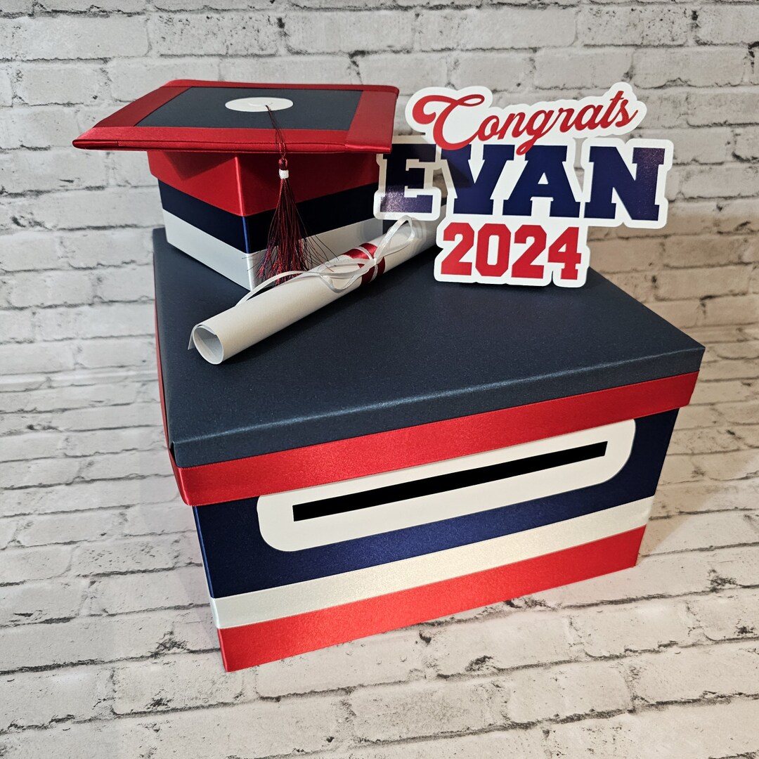 Graduation Party Card Box for Any Year, 10x10 Deep Navy, Choose Your ...