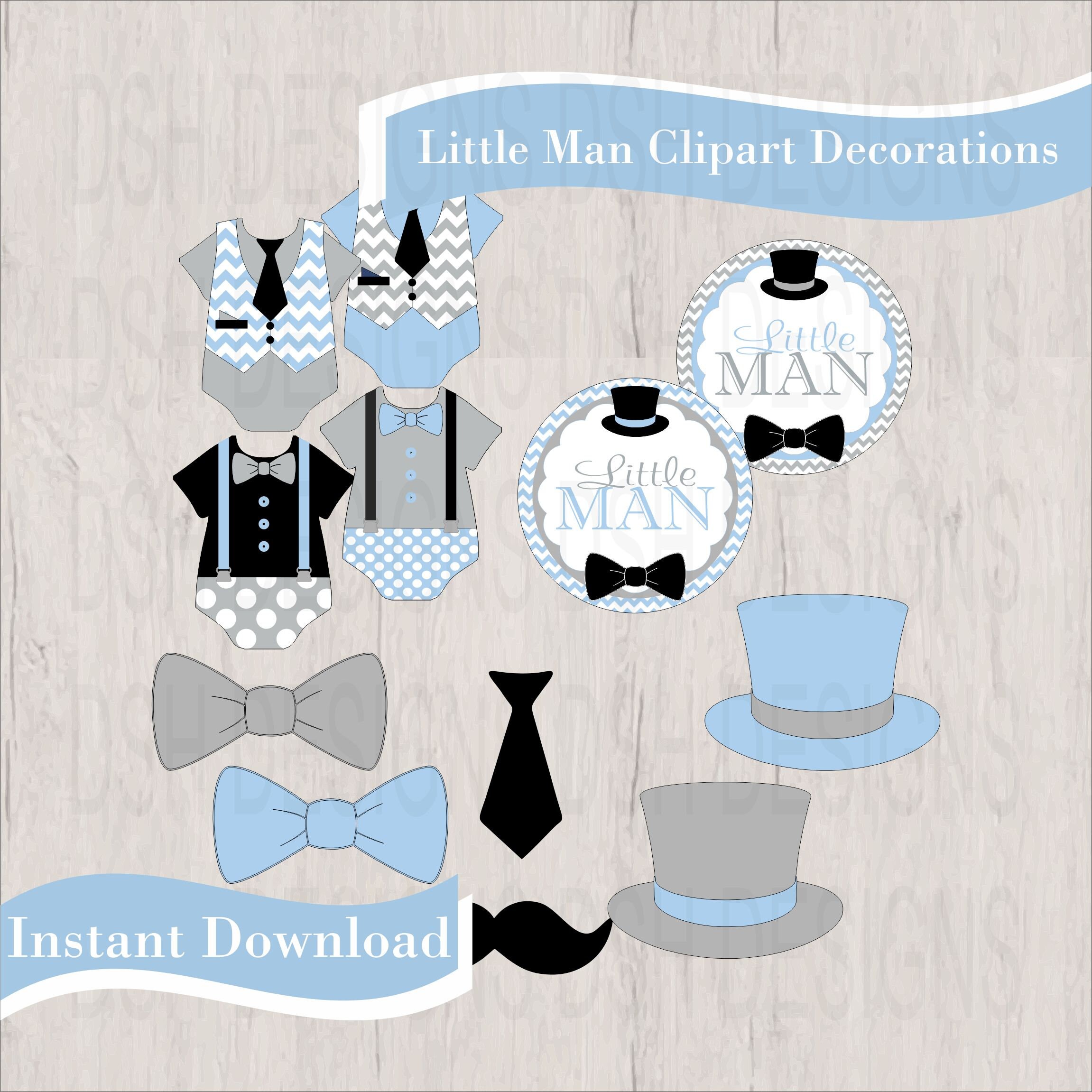Little Man Printable Clipart Decorations Light Blue Gray | Etsy