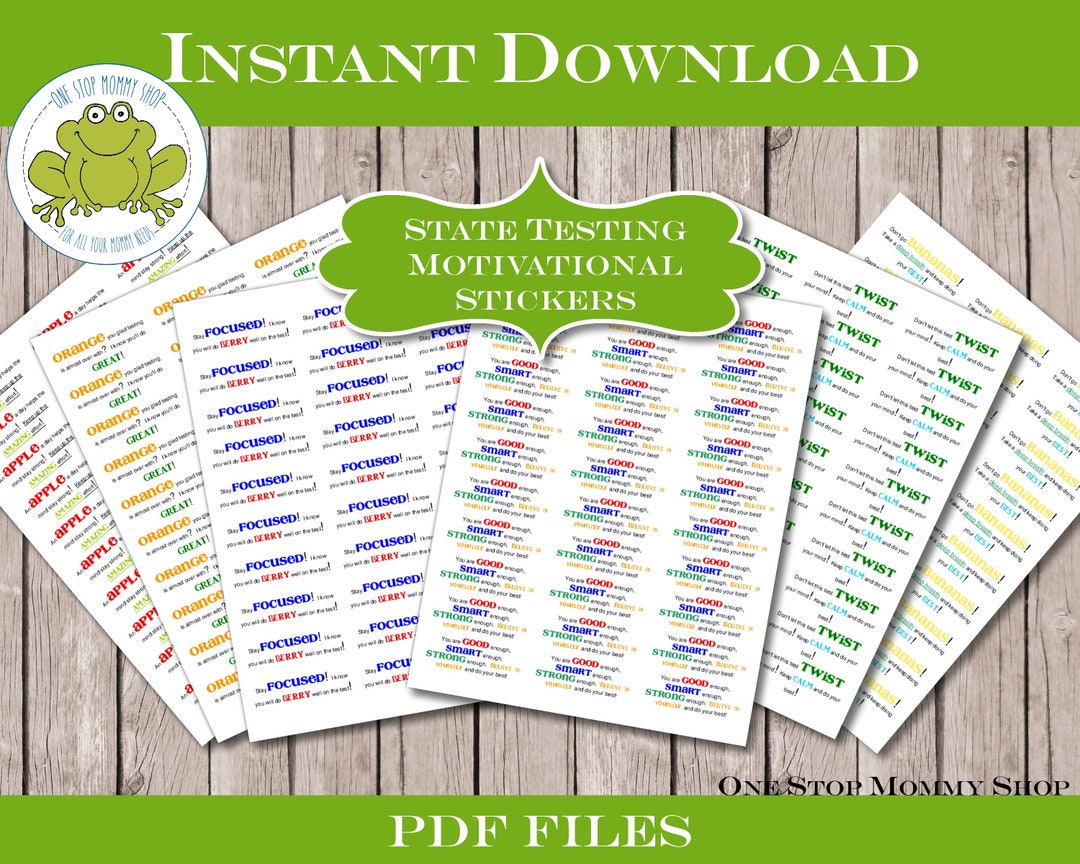 Motivational State Testing Label Printable Print Home Instant Download ...