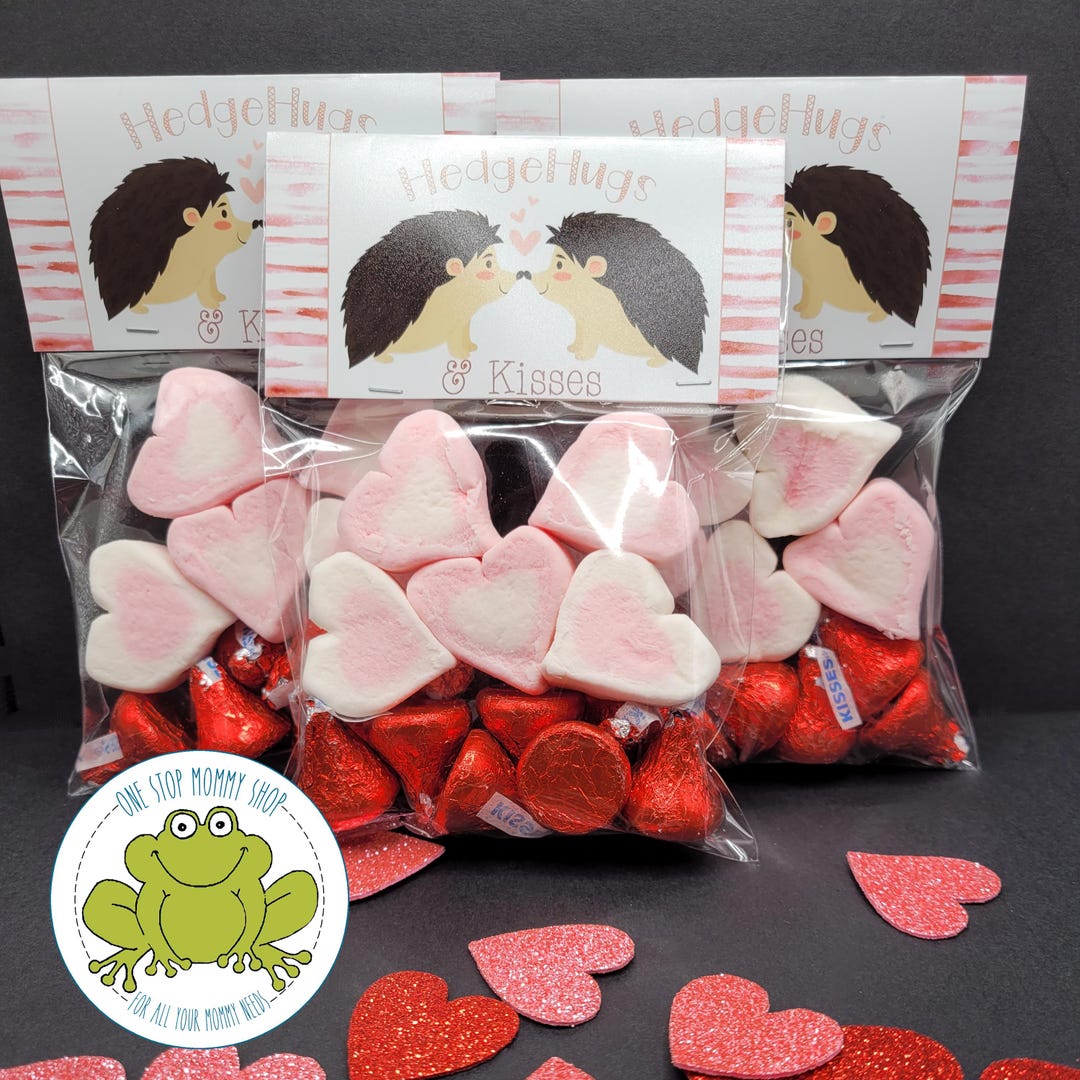 Hedgehog "hedgehugs & Kisses" Valentine's Day Printable Bag Topper ...