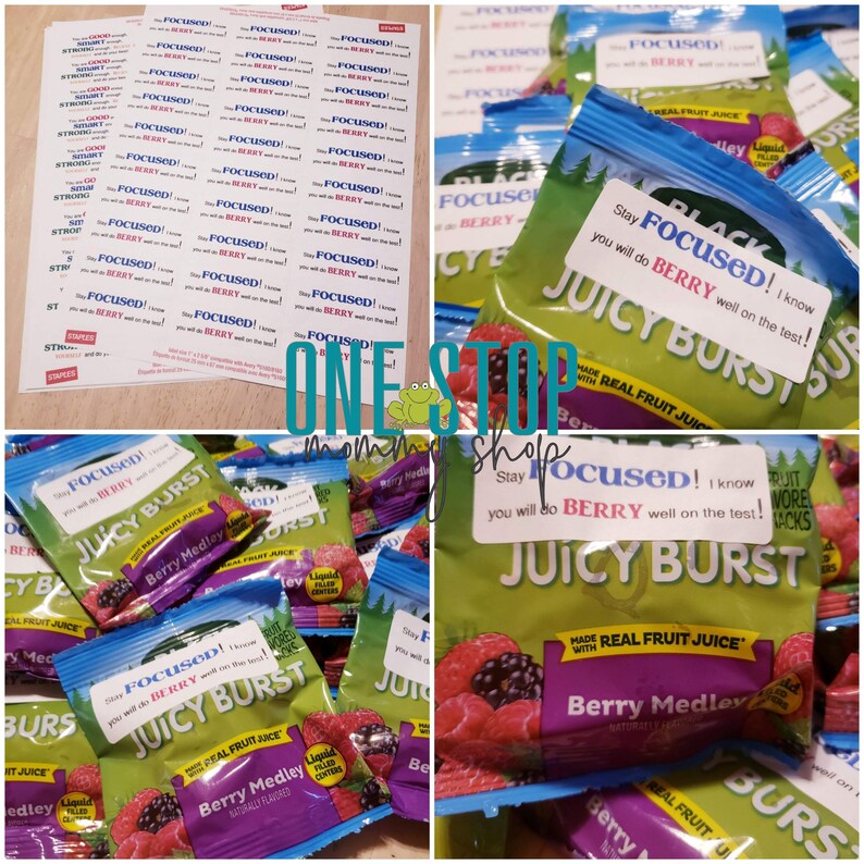 Motivational Testing Stickers: Printable Treat Labels (PDF Download) - Etsy