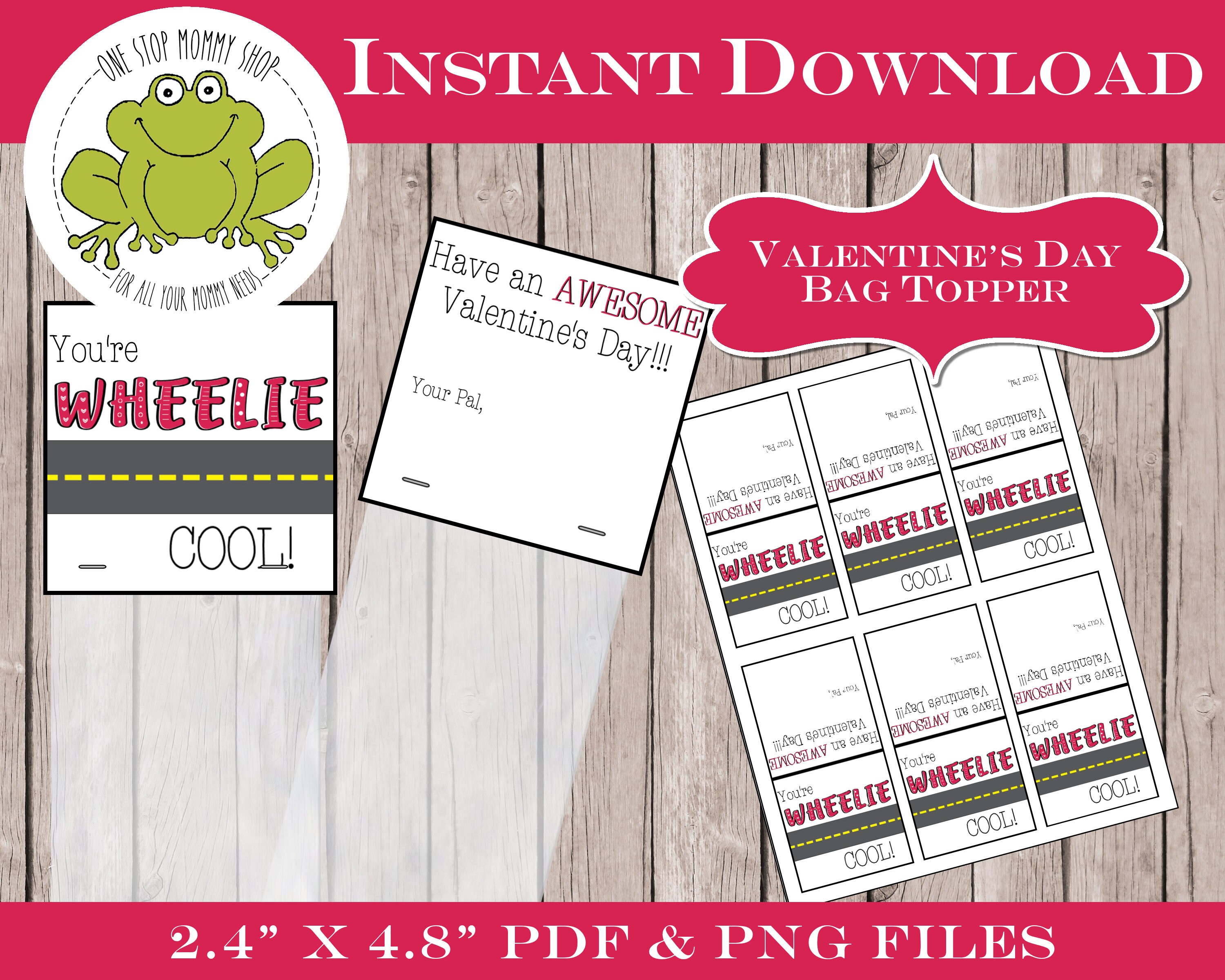 You're Wheelie Cool Valentine's Day Printable Bag Topper Pretzel Rod ...