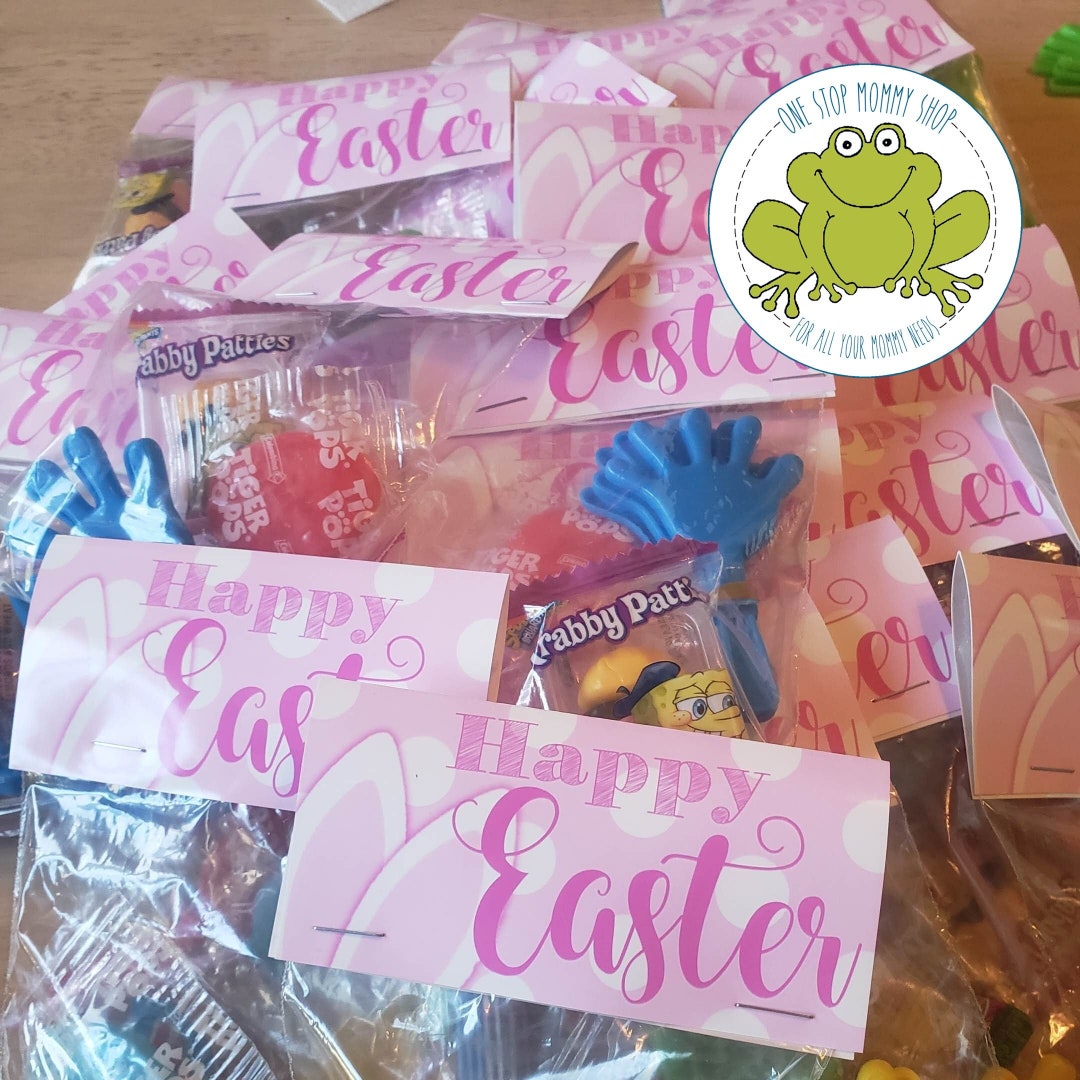 Pink Easter Bunny Treat Bag Topper: Spring Party Favor (PDF & PNG ...