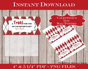 Black and White Valentine's Day Printable Bag Topper | Etsy