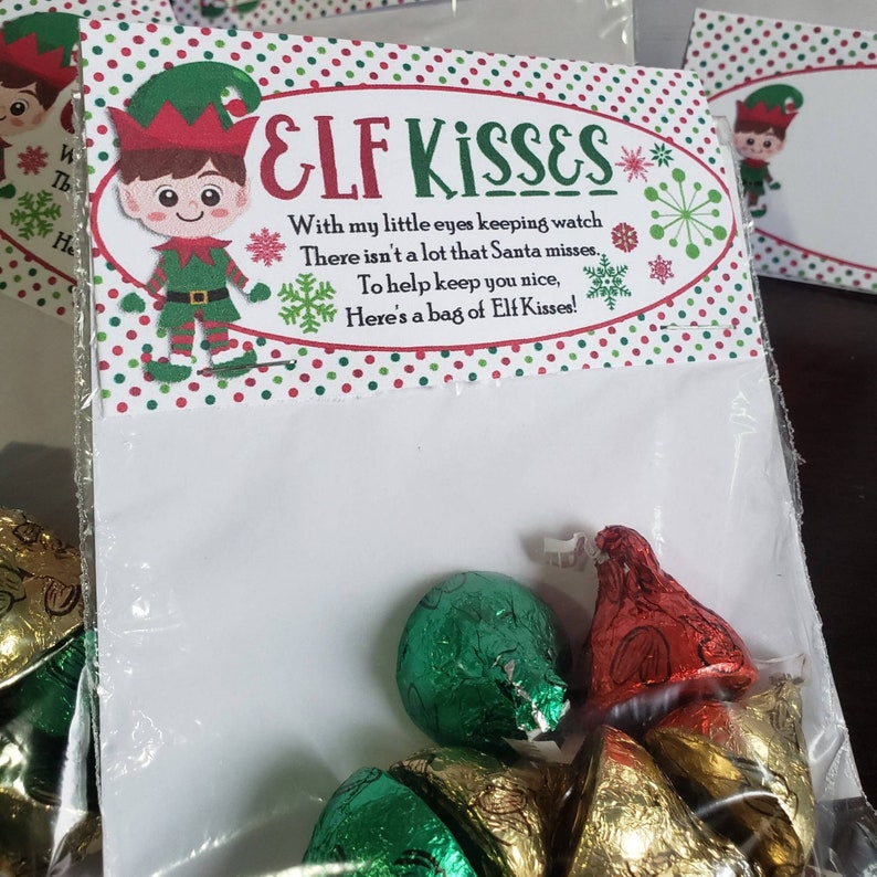 Elf Kisses Printable Bag Topper Print Home Christmas - Etsy
