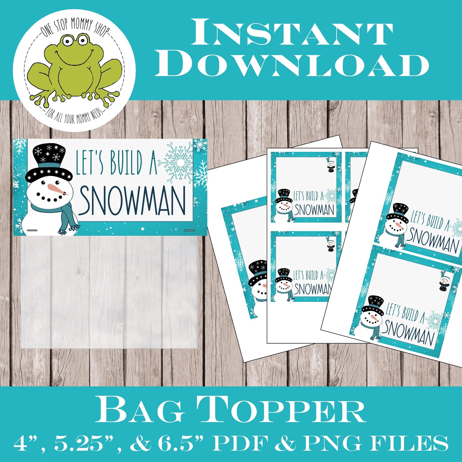 Let's Build a Snowman Bag Topper: Printable Winter Party Favor (PDF ...