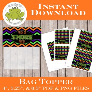 Halloween Bag Topper: Trick or S'more Treats Party Favor (PDF & PNG ...