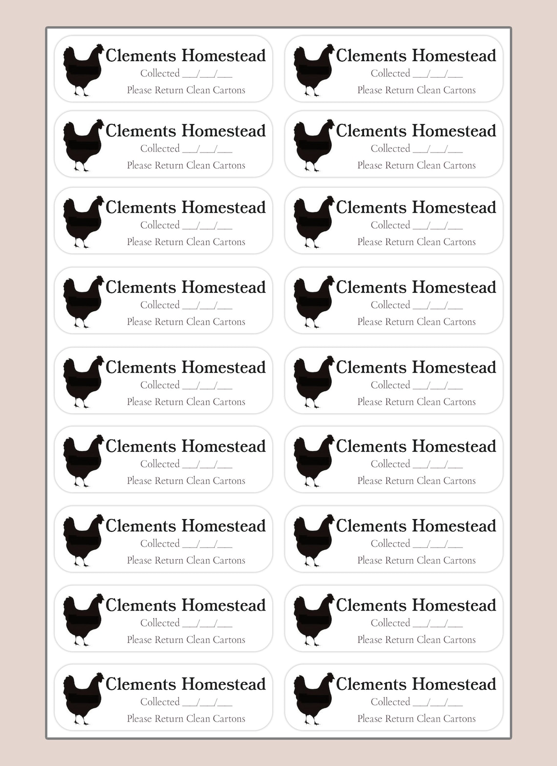 140 Personalized Egg Carton Labels Chicken Farm Stand - Etsy