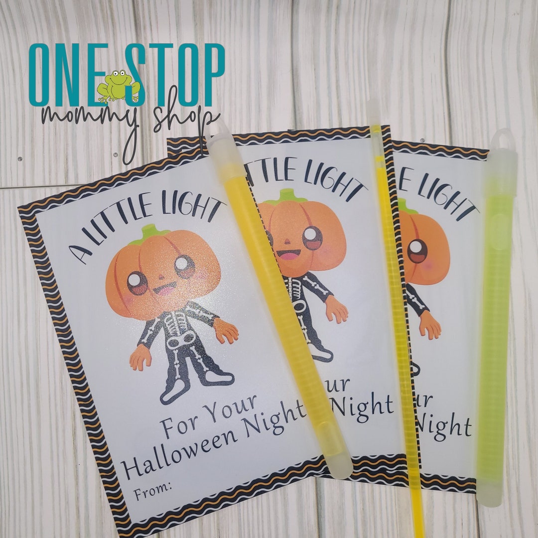 Halloween Treat Card: This Little Light / Glow Stick Printable (PDF ...