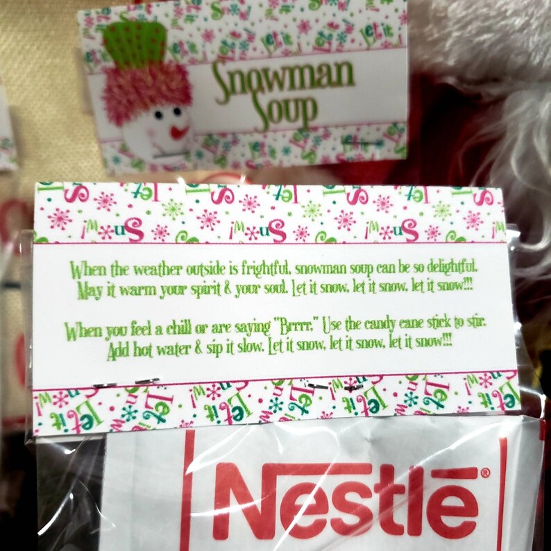 Snowman Soup Printable Bag Topper Print Home Christmas - Etsy