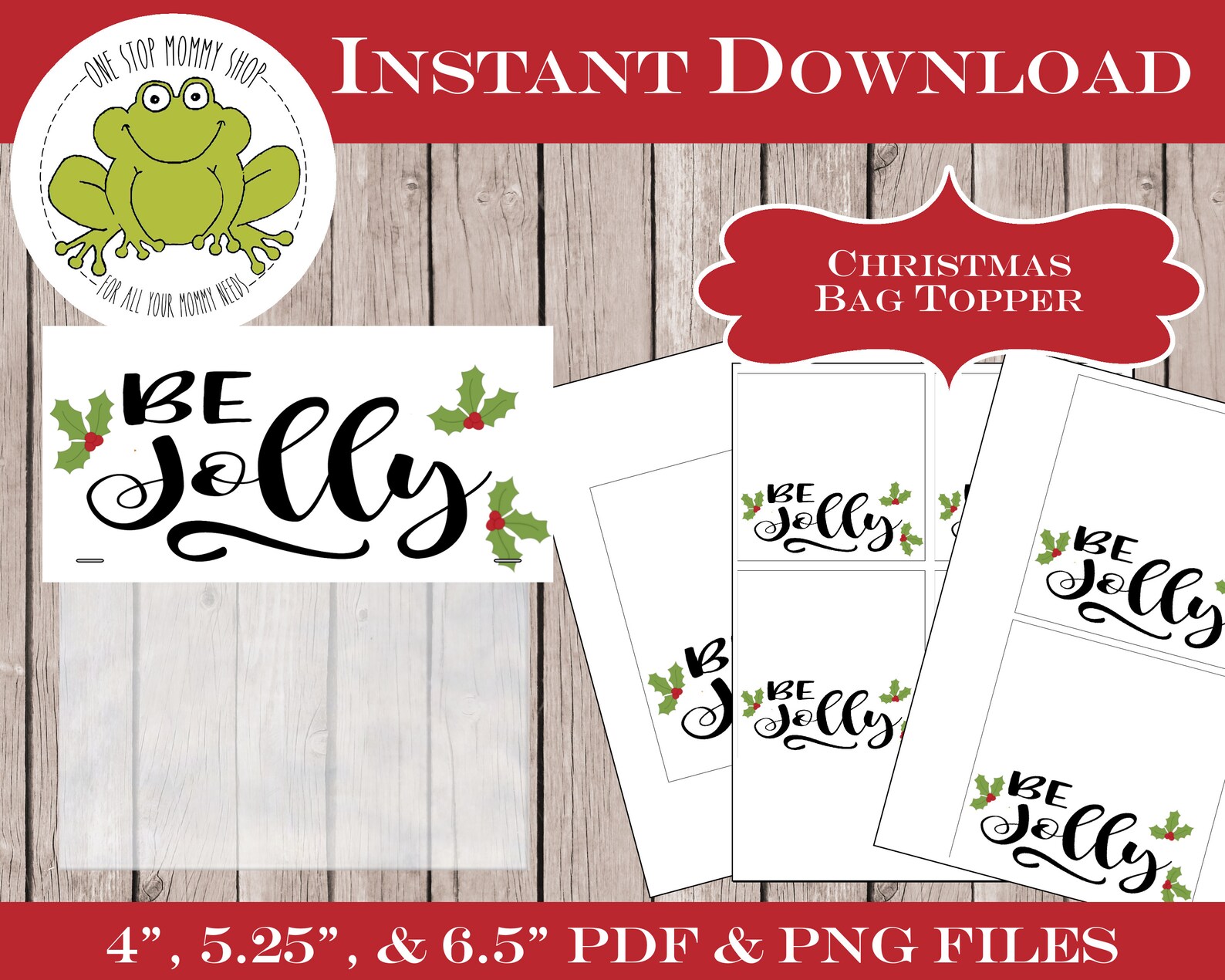 Be Jolly Christmas Printable Bag Topper, Print at Home, Classroom Party ...