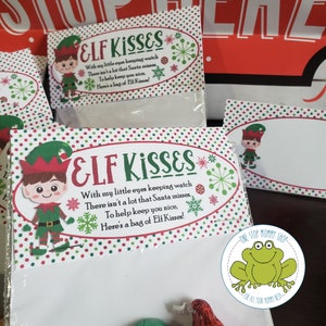 Elf Kisses Printable Bag Topper, Print Home, Christmas Classroom Party ...