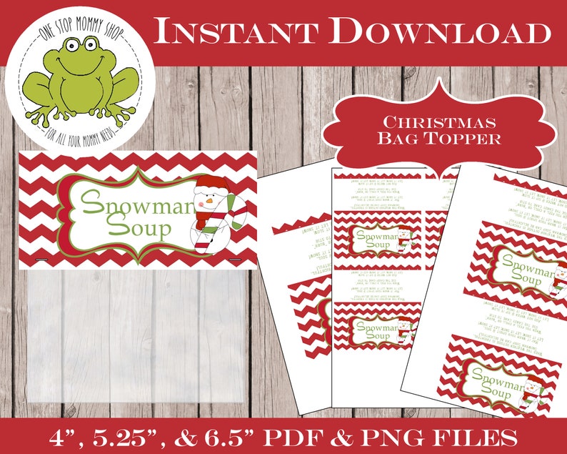 Snowman Soup Printable Bag Topper Print Home Christmas - Etsy