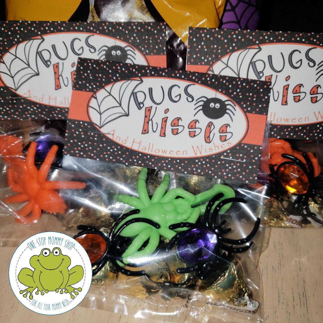 Halloween Bag Topper: Bugs, Kisses and Halloween Wishes Party Favor ...