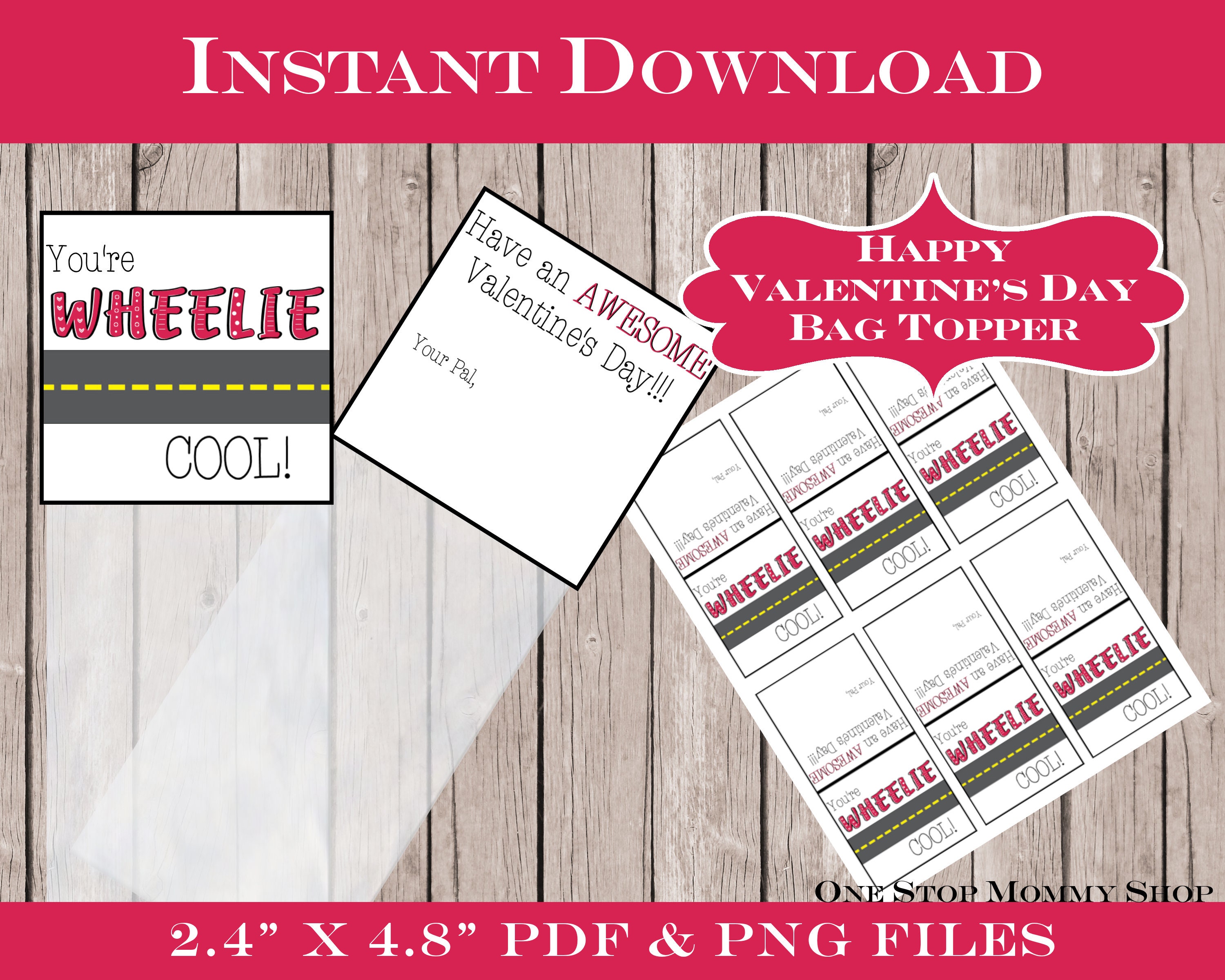 You're Wheelie Cool Valentine's Day Printable Bag | Etsy