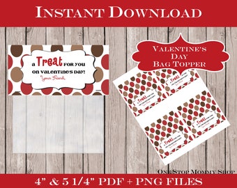 Black and White Valentine's Day Printable Bag Topper | Etsy