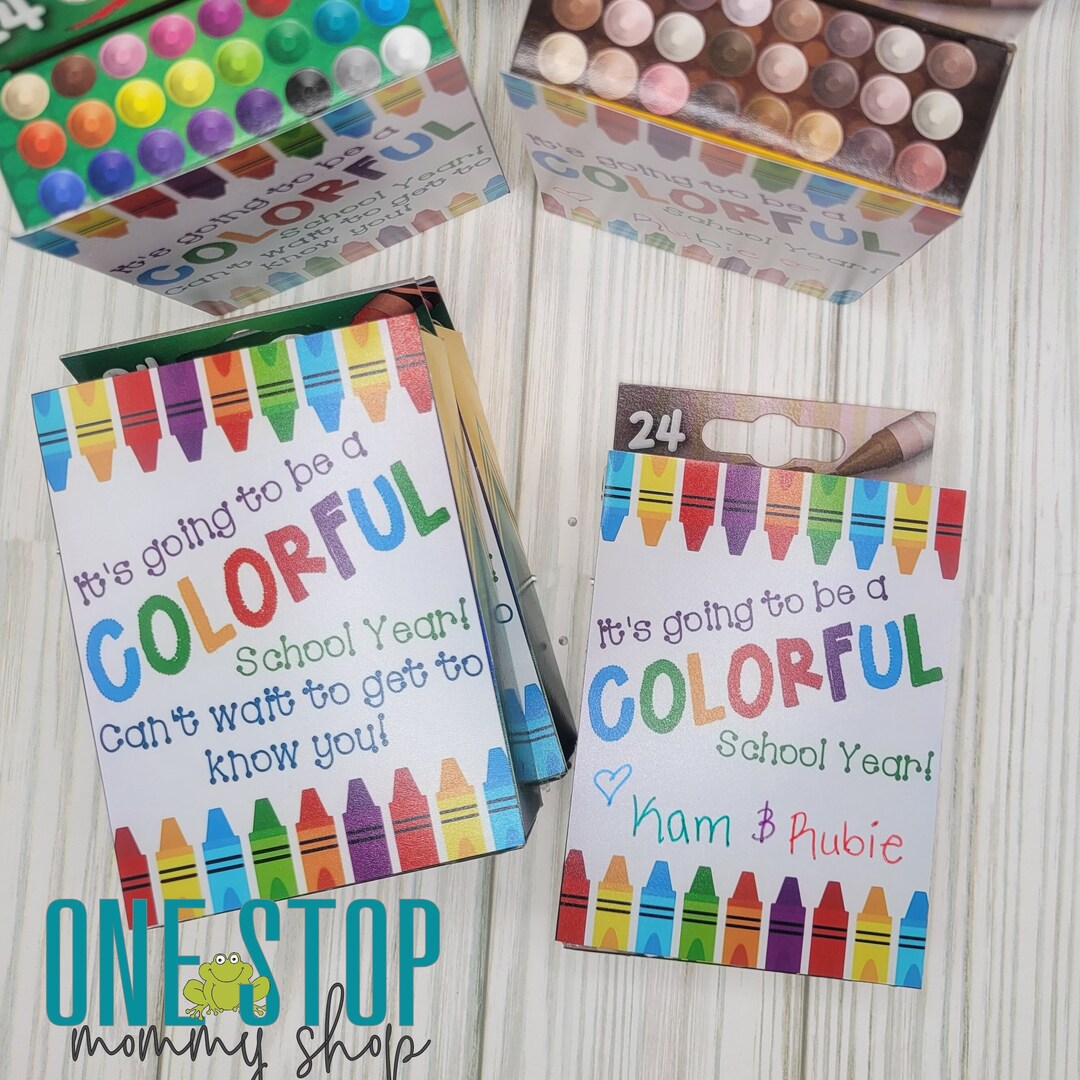 Colorful School Year Gift Tags: Crayon Box Treat (printable PDF File ...