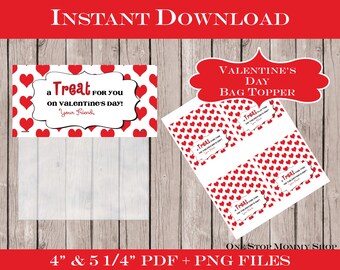 Black and White Valentine's Day Printable Bag Topper | Etsy