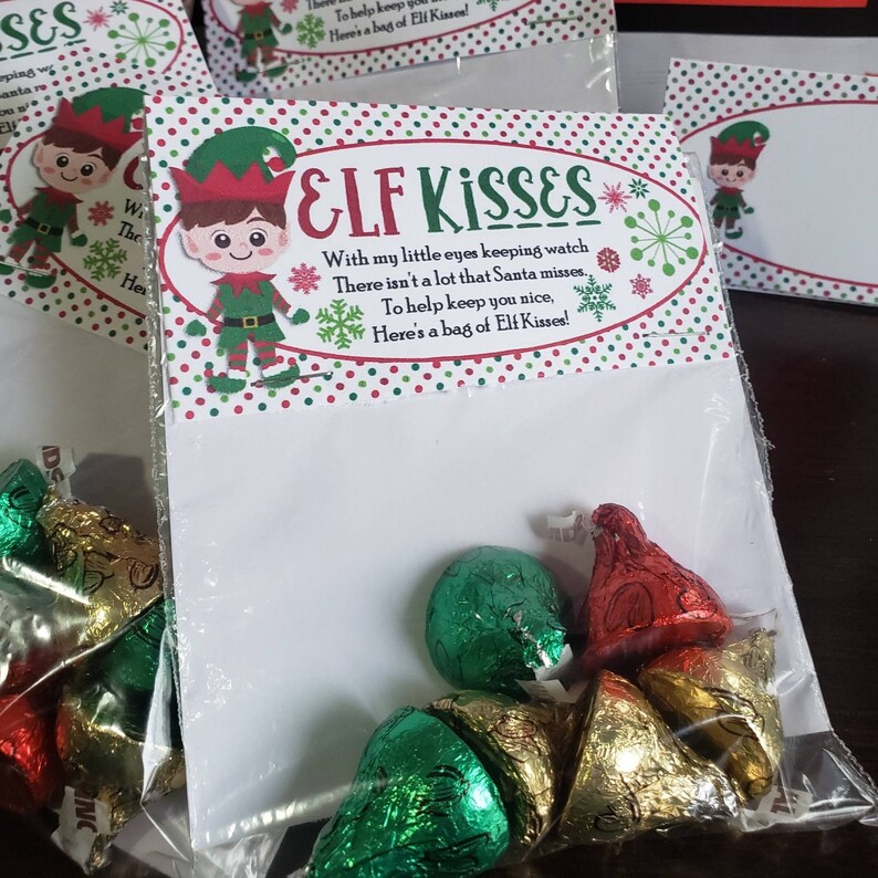 Elf Kisses Printable Bag Topper Print Home Christmas - Etsy