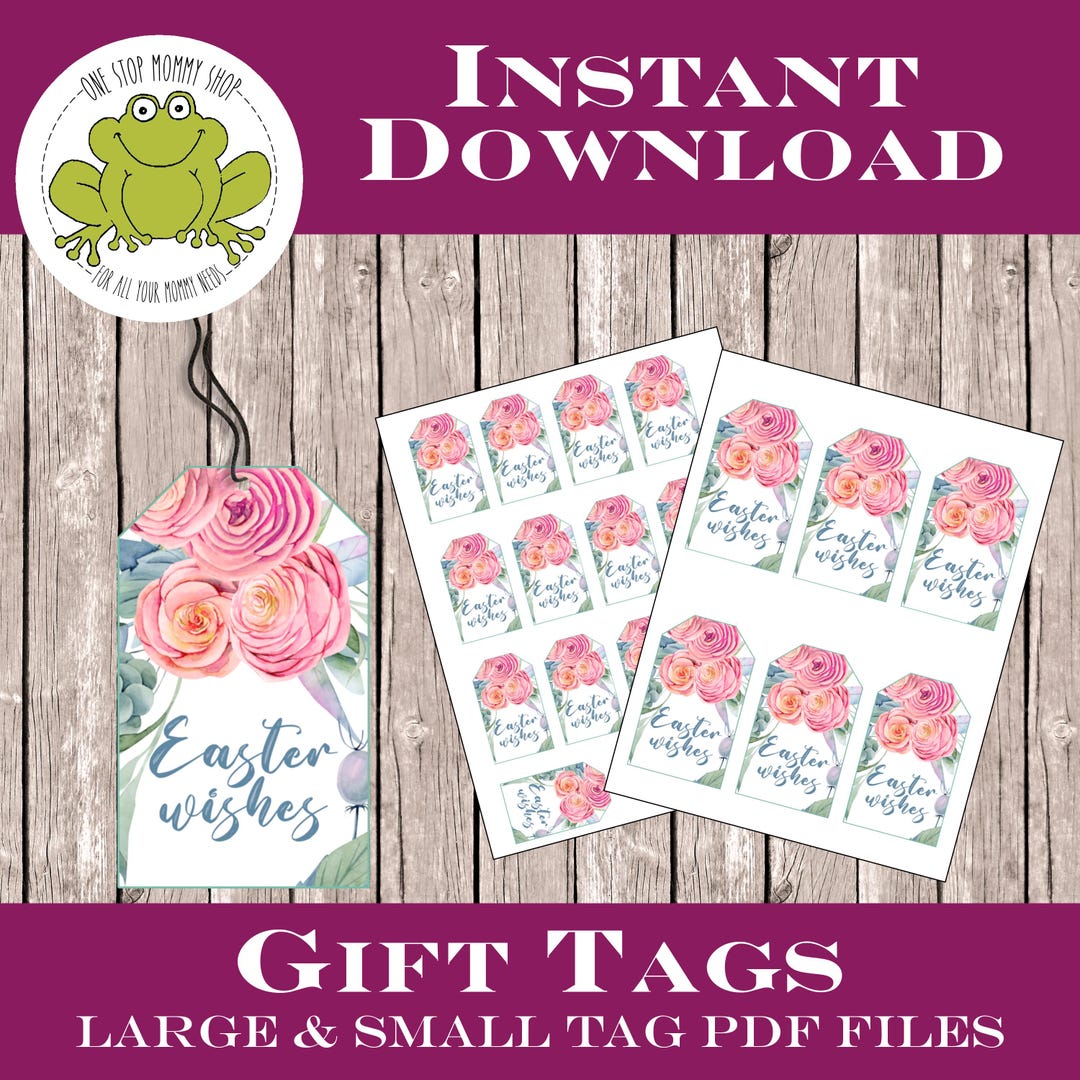 Floral Easter Gift Tags: Printable Spring Favors (PDF & PNG Download ...